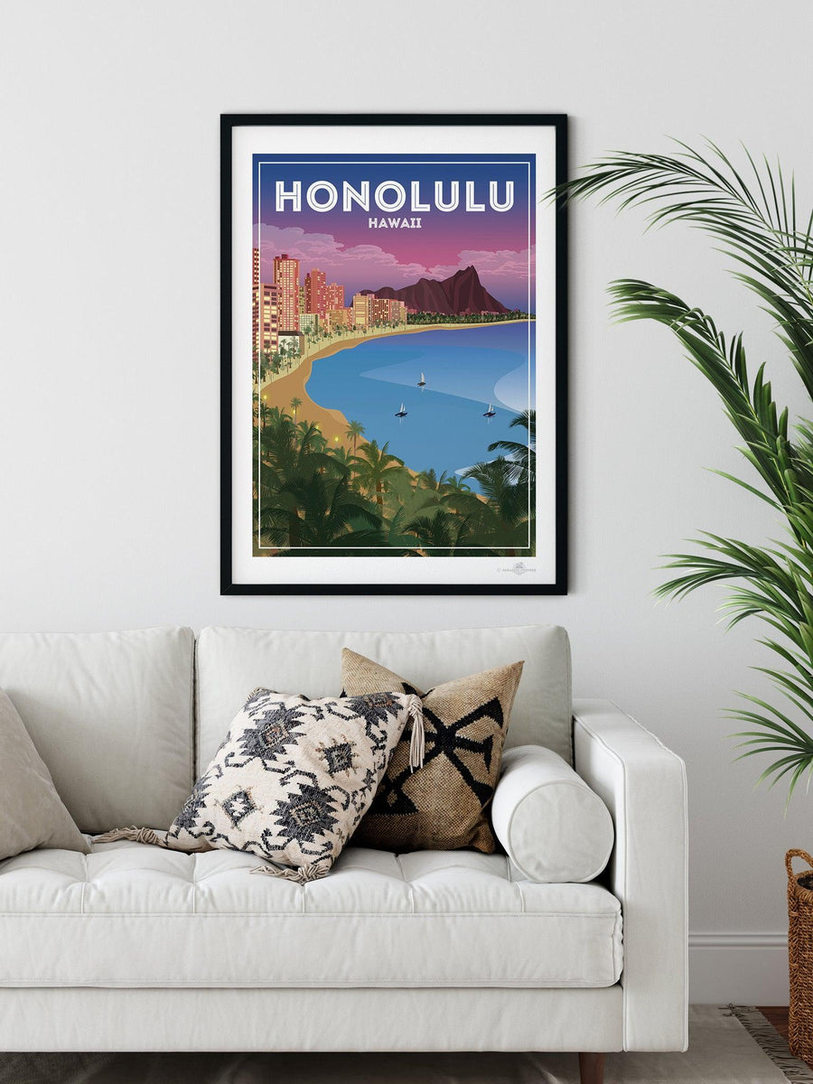 Honolulu Hawaii Travel Poster Print – Paradise Posters
