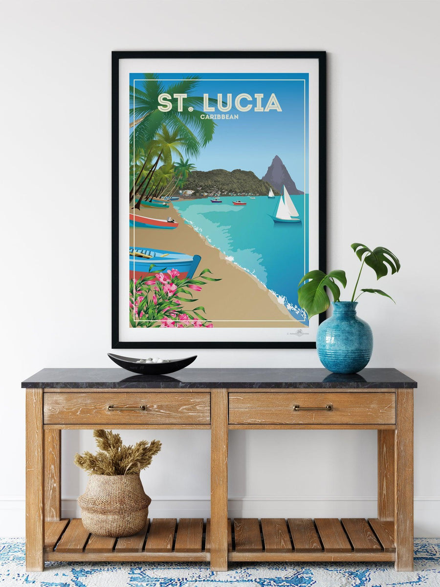 St Lucia Caribbean Travel Poster Print – Paradise Posters